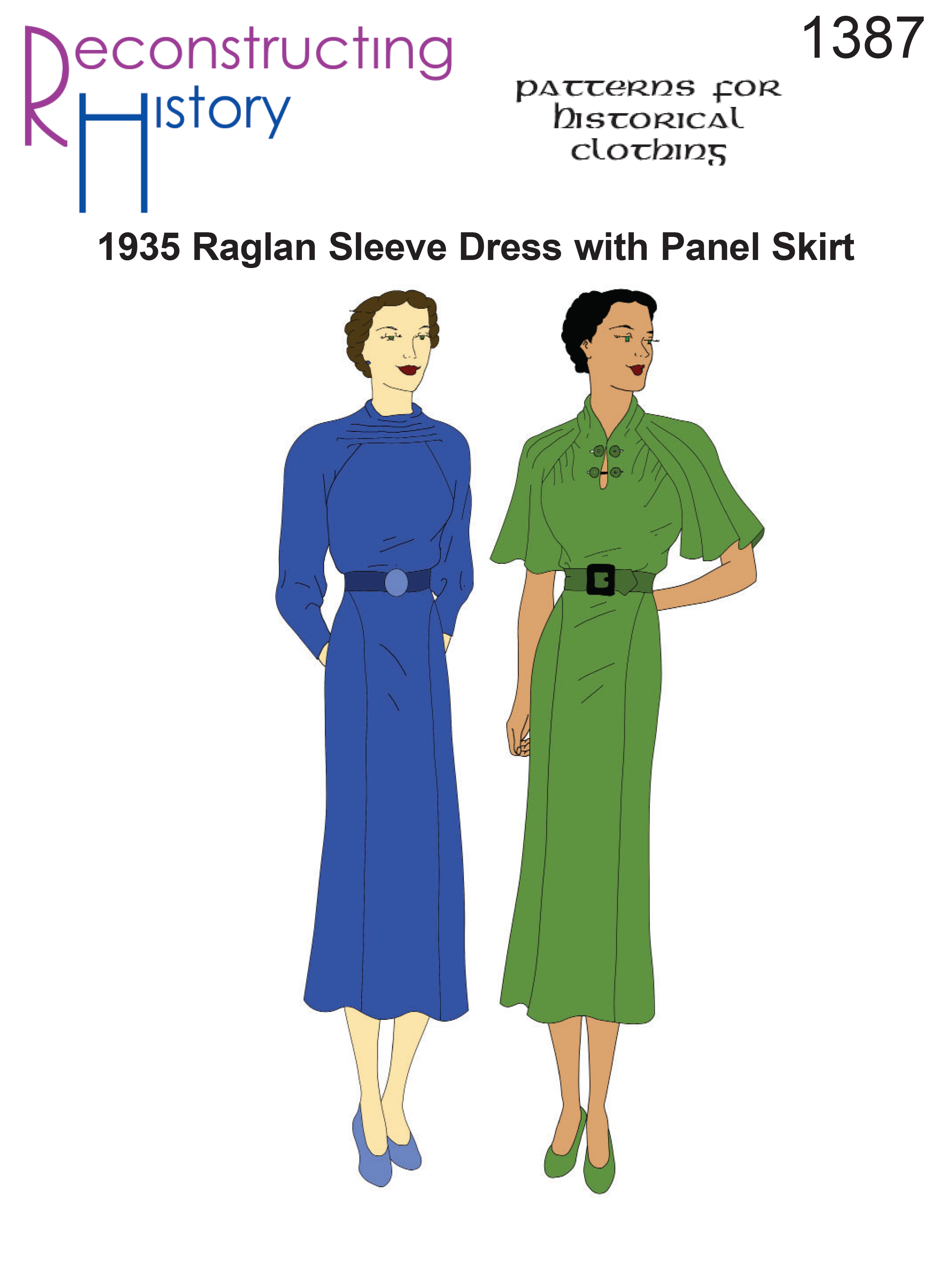 RH1387 — 1935 raglan dress sewing pattern – Reconstructing History