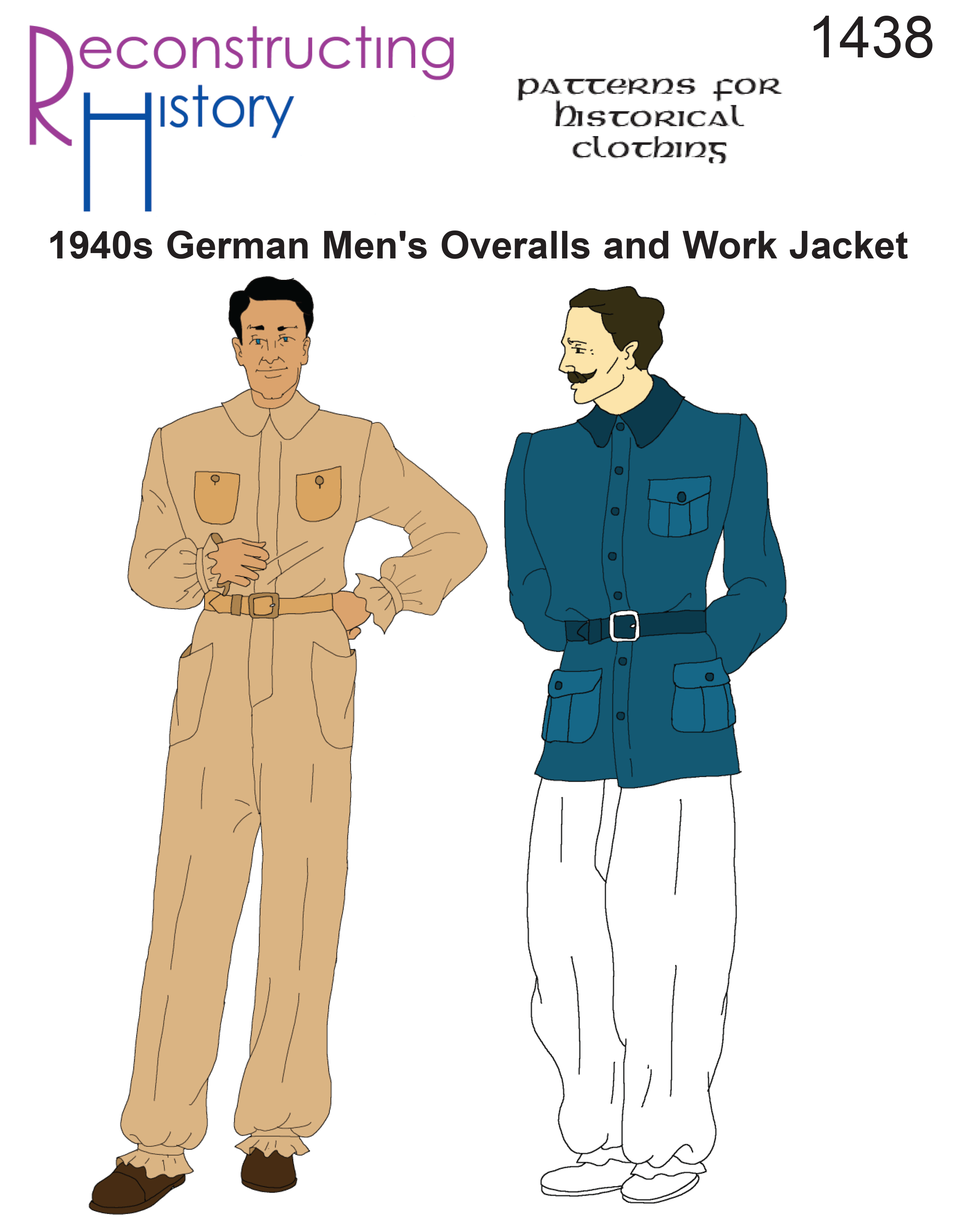 RH1438 — 1940s German Men's Overalls and Work Jacket sewing pattern ...