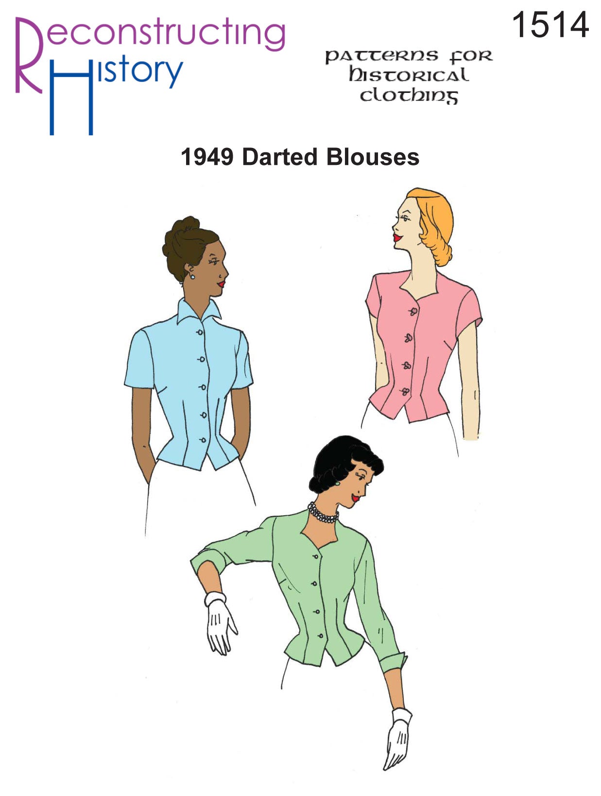 RH1514 — 1949 Darted Blouses sewing pattern – Reconstructing History